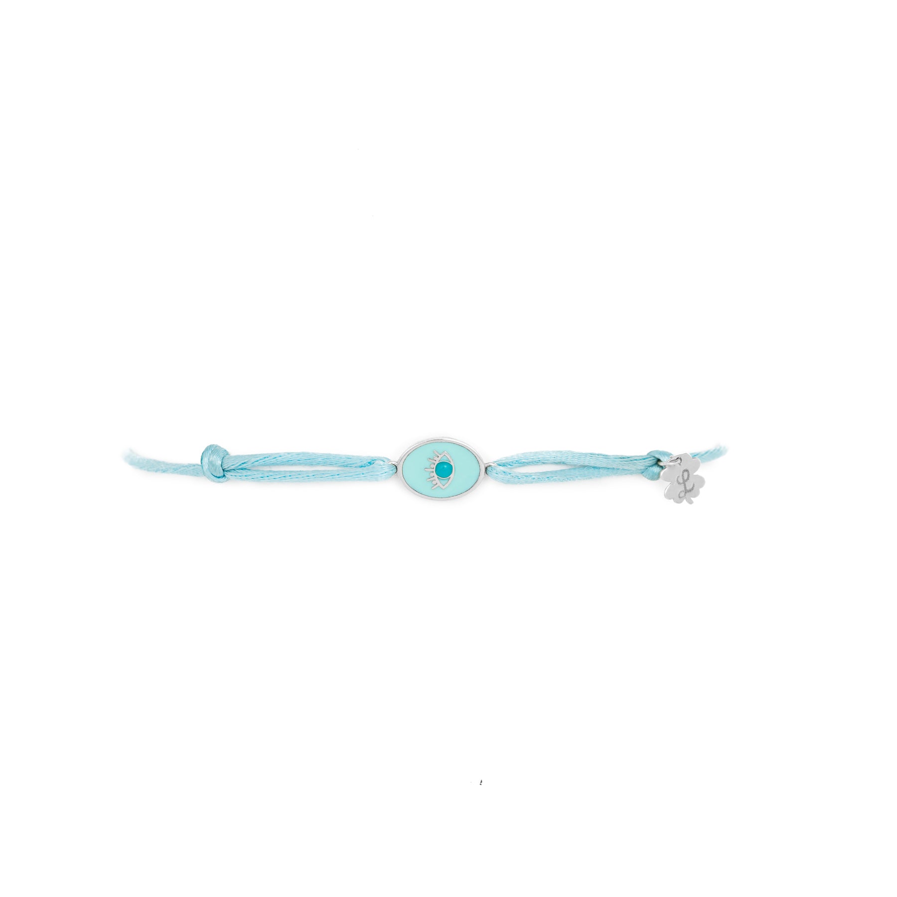 Tiny Medallion Enamel Eye cord Bracelet Silver – Leïa K